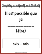 French subjunctive or indicative paired activities and worksheet ...