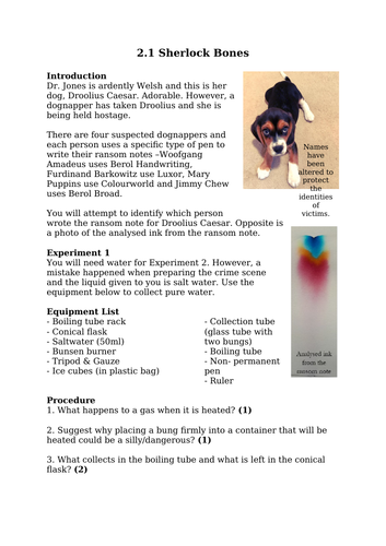 Sherlock Bones (An Introduction Or Consolidation Of Chromatography ...