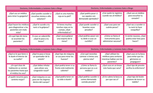 Doctors, Illnesses and Injuries Spanish Tic-Tac-Toe or Bingo Game ...
