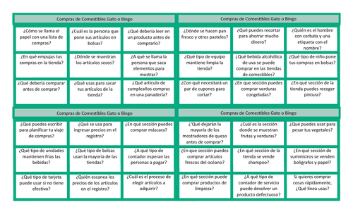 Grocery Shopping Spanish Tic-Tac-Toe or Bingo Game | Teaching Resources