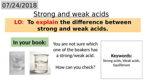 C5.8 Strong and weak acids | Teaching Resources
