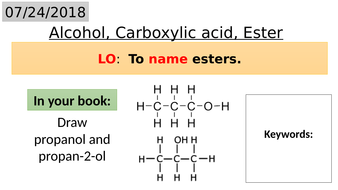 C10.2 Alcohols, carboxylic acids, esters | Teaching Resources