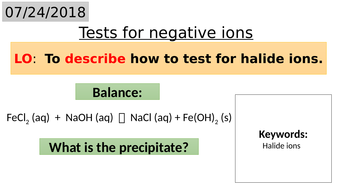 C12.5 Tests for negative ions | Teaching Resources