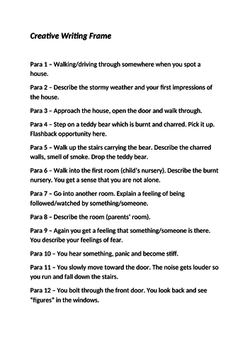 Creative Writing Frame Help Sheet | Teaching Resources