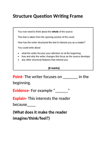 GCSE English Language Q3 Structure Writing Frame | Teaching Resources GCSE English Language Q3 Structure Writing Frame | Teaching Resources