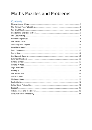 25 Challenging Maths Puzzles for KS3, 4 and 5 | Teaching Resources