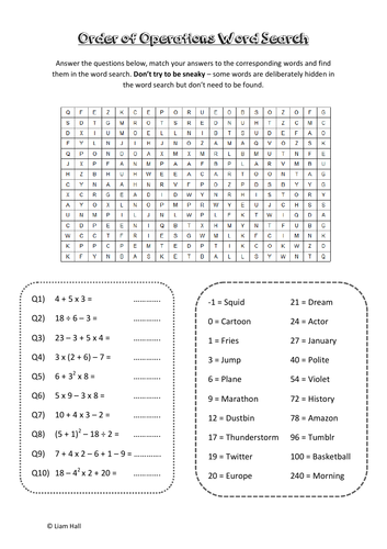 BIDMAS / BODMAS / Order of Operations Word Search 🔎 | Teaching Resources