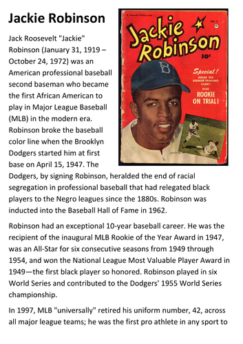 Jackie Robinson Handout | Teaching Resources