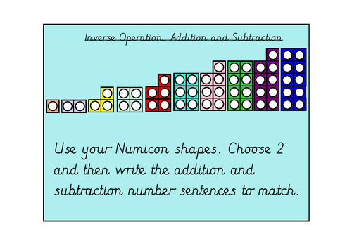 Numicon Inverse Operation Addition and Subtraction | Teaching Resources