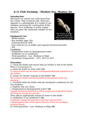Fish Farming (Monkey Sea, Monkey Do) (GCSE) | Teaching Resources