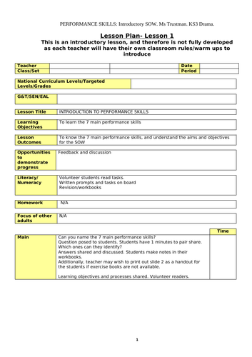 Performance Skills - An Introduction (Drama, Edexcel 1-9) | Teaching ...