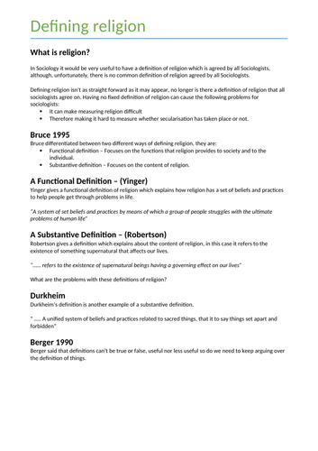 Defining religion | Teaching Resources