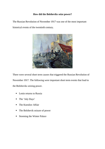 GCSE History: Russia 1900 - 1929 | Teaching Resources