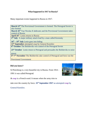 GCSE History: Russia 1900 - 1929 | Teaching Resources