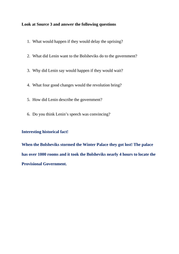 GCSE History: Russia 1900 - 1929 | Teaching Resources