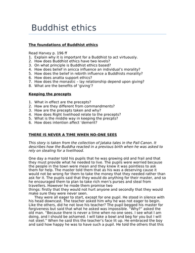 Five Precepts in Buddhism | Teaching Resources