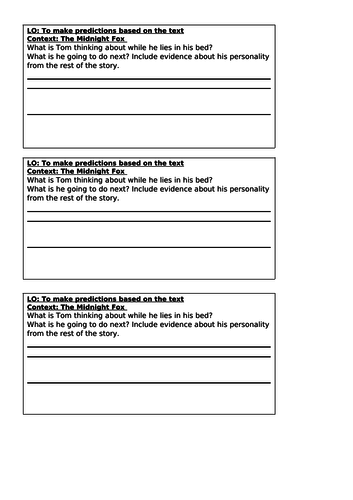 Unit of Guided Reading based around The Midnight Fox by Betsy Byars ...