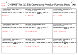 GCSE Chemistry Worksheet: Calculating Relative Formula Mass | Teaching ...