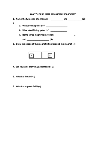year 7 and 8 end of topic tests | Teaching Resources