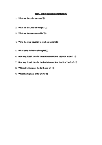 year 7 and 8 end of topic tests | Teaching Resources