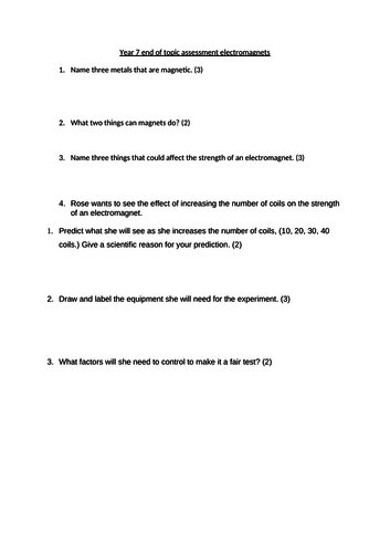 year 7 and 8 end of topic tests | Teaching Resources