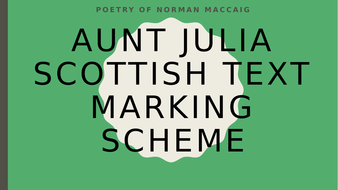Norman MacCaig Scottish Text - Aunt Julia | Teaching Resources
