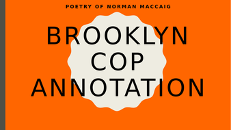 Norman MacCaig Scottish Text - Brooklyn Cop | Teaching Resources