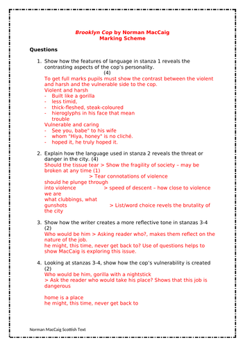 Norman MacCaig Scottish Text - Brooklyn Cop | Teaching Resources