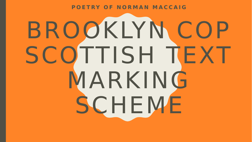Norman MacCaig Scottish Text - Brooklyn Cop | Teaching Resources