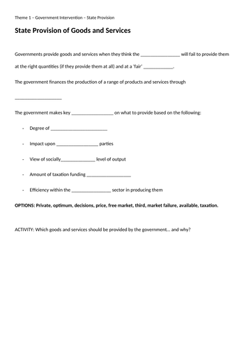 29. State Provision (Slides, Activities and Notes) - Edexcel A-Level ...