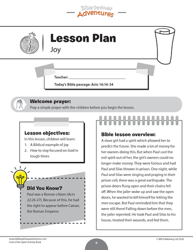 Joy: Fruit of the Spirit Activity Book & Lesson Plan | Teaching Resources