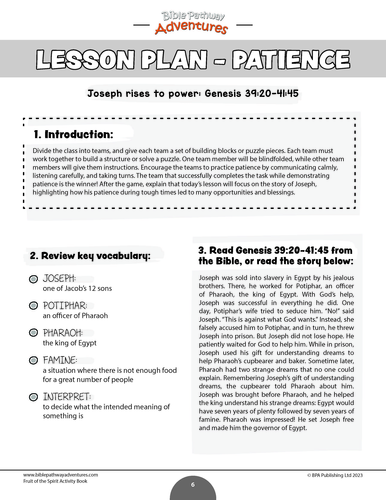Patience: Fruit of the Spirit Activity Book & Lesson Plan | Teaching ...