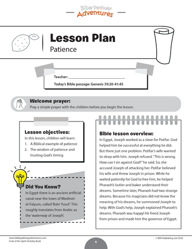 Patience: Fruit of the Spirit Activity Book & Lesson Plan | Teaching ...