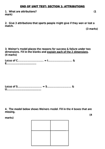 A Level PE Sport Psychology (new spec 2016+) worksheets | Teaching ...