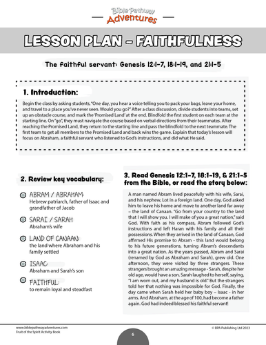 Faithfulness: Fruit of the Spirit Activity Book & Lesson Plan ...