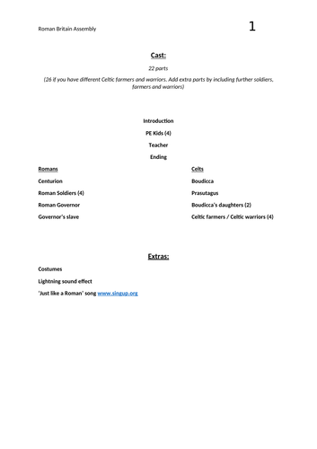 Roman Britain KS2 class assembly script | Teaching Resources
