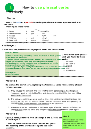 EAL / EFL - Phrasal verbs - Whole lesson 4 pages | Teaching Resources