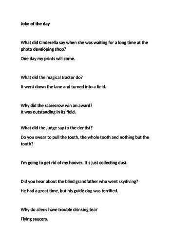 Joke of the day, Fact of the day and Quote of the week | Teaching Resources