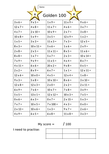 100 multiplication and 100 division questions | Teaching Resources