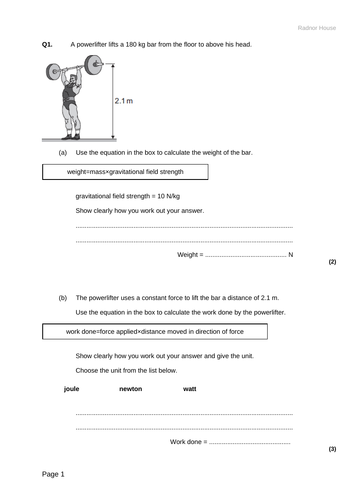 Gravitational Potential Energy - Physics GCSE | Teaching Resources
