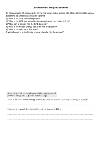 Energy transfer, GPE, KE and WD - Physics GCSE | Teaching Resources