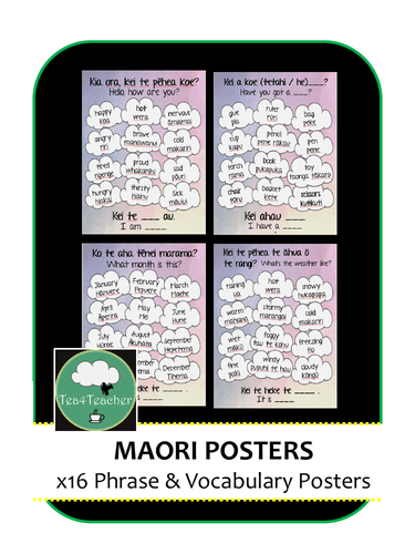 Maori Phrases and Vocabulary x16 Posters - People, Places, Actions ...