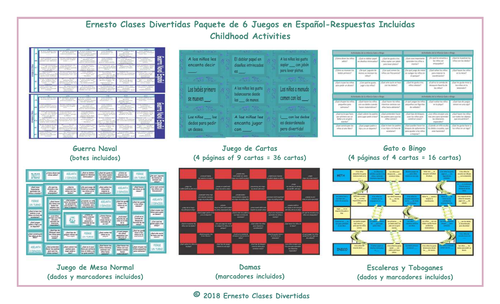 Childhood Activities 6 Spanish Game Bundle | Teaching Resources