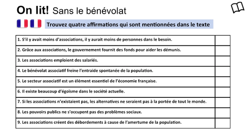 Le bénévolat- Quelles valeurs pour ceux qui sont aidés? A Level French ...