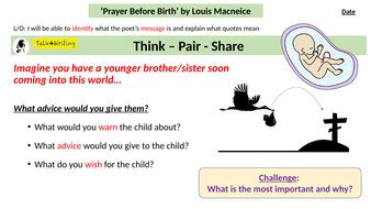 Prayer Before Birth by Louis Macneice | Teaching Resources