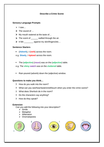 Describe a Crime Scene -Descriptive/CreativeWriting lesson | Teaching ...