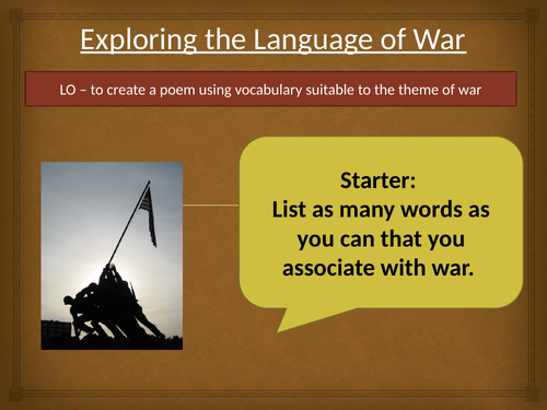 Write a war poem | Teaching Resources