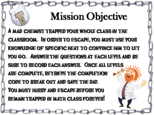 Specific Heat: Chemistry Escape Room - Science | Teaching Resources