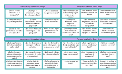 Airports and Hotels Spanish Tic-Tac-Toe or Bingo Game | Teaching Resources