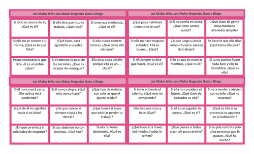 Bad Bosses are Bad Business Spanish Tic-Tac-Toe or Bingo Game ...